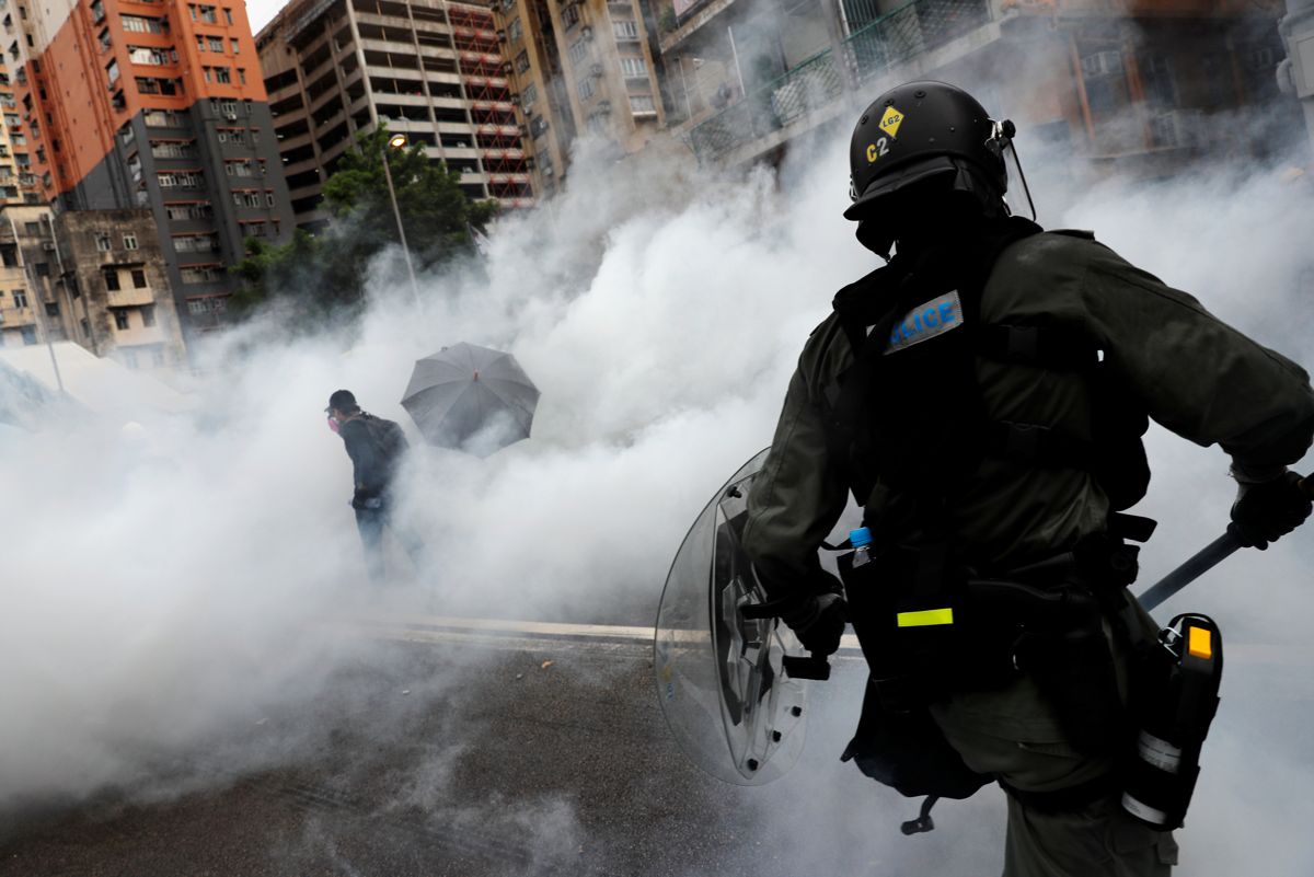 Police Fire Tear Gas At Hong Kongers Defying Ban On 'anti-triad' Rally ...