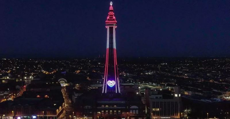 Blackpool Tower Lit Up In Red And White To Honour Pramukh Swami Maharaj ...