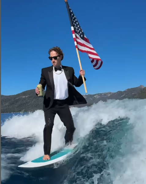 Mark Zuckerberg Celebrates July 4th Surfing In A Tux, Waving The US ...